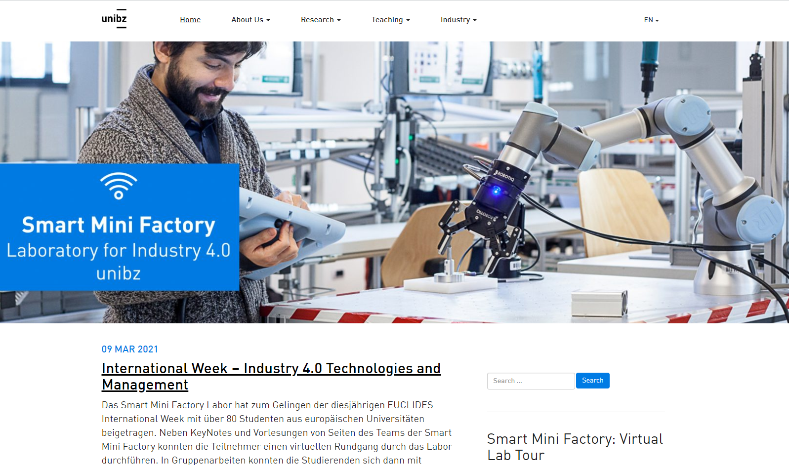 Virtual Lab Tour of the Smart Mini Factory lab: University of Bolzano